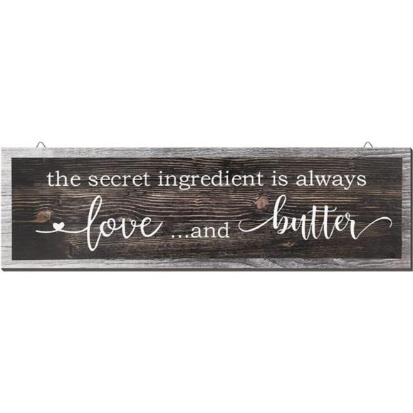 Wall Decor | The Secret Ingredient Is Always Love And Butter Sign Funny ...